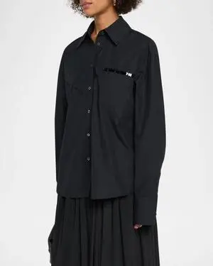 3.1 Phillip Lim Embellished Oversized Poplin Shirt - Black