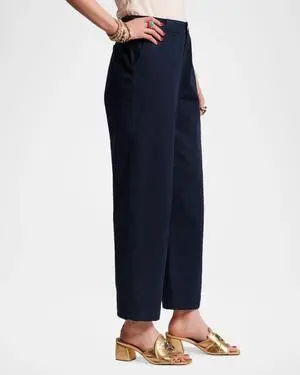 FRANCES VALENTINE Coleman Straight-leg Woven Stretch Cotton Pants - Navy
