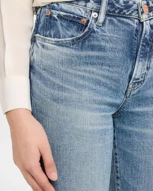Moussy Vintage Washed Denim Mid-rise Flared Jeans