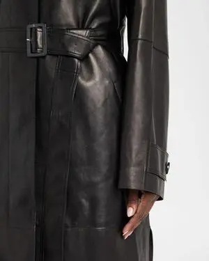 Lafayette 148 New York Oversized Belted Leather Trench Coat