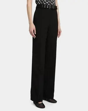 GANNI Bonded Crepe Belted Pants - Black
