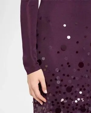 Carolina Herrera Embellished Knit Long-sleeve Midi Dress