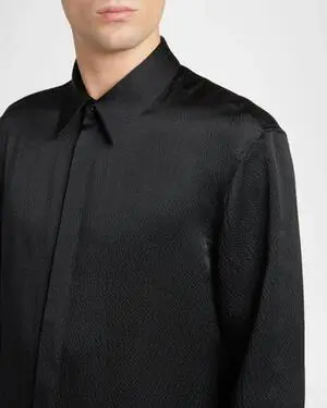 Giorgio Armani Apos;s Printed Silk Button-front Shirt - Nero