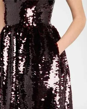 Simone Rocha Gathered Sleeve Bow Sequined Fit-and-flare Midi Dress