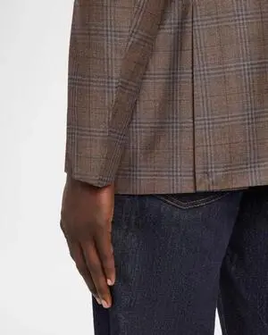 Canali Plaid Wool Single-breasted Blazer - Brown