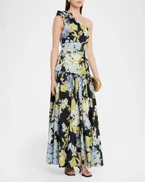 Acler Benetti Floral One-shoulder Maxi Dress