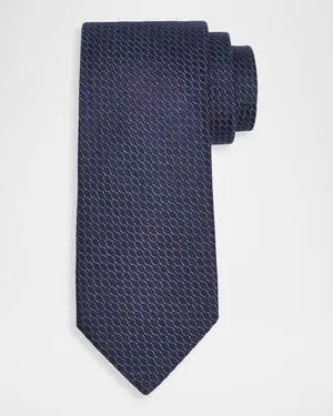 Canali Apos;s Tonal Jacquard Silk Tie - Blue