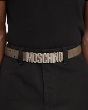 Moschino Apos;s Logo-hardware Leather Belt - Black