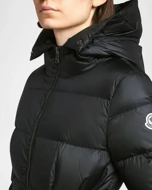Moncler Boed Hooded Shearling-trimmed Short Down Jacket
