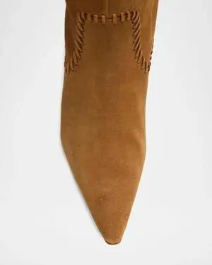 Cinq À Sept Resort Marta 60mm Whipstitched Suede Boots Toffee