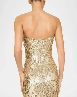 Jenny Packham Kimi Strapless Textured Sequin Gown