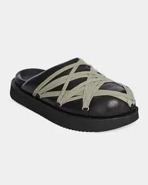 Rick Owens Apos;s Megalace Leather Slides - Black