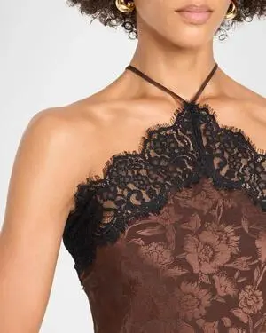 Veronica Beard Rue Jacquard Lace-trim Maxi Dress - Espresso