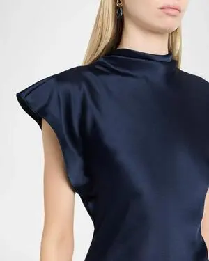 Tanya Taylor Adrien Satin Midi Dress