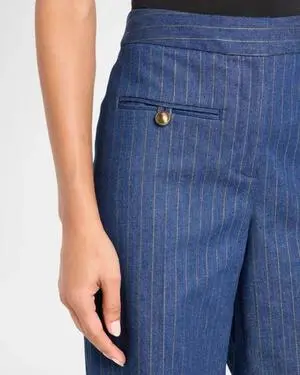 Veronica Beard Ledger Striped High-rise Wide-leg Pants - Medium Ind