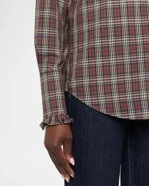 NILI LOTAN Elio Ruffle-trim Cotton Plaid Shirt