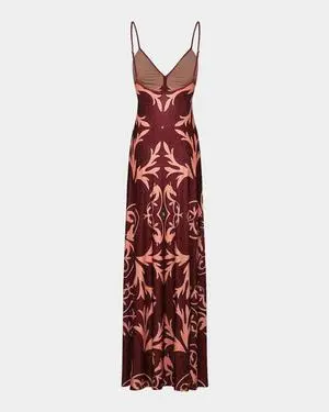 Johanna Ortiz Nuestra Tierra Ruched V-neck Sleeveless Maxi Dress - Wine