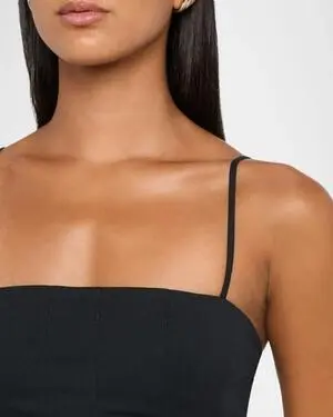 Staud Wylie Paneled Poplin Midi Dress - Black