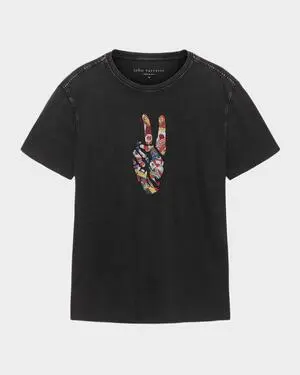 John Varvatos Apos;s Peace Sign Crewneck T-shirt - Black