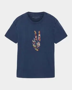 John Varvatos Apos;s Peace Sign Crewneck T-shirt - Indigo
