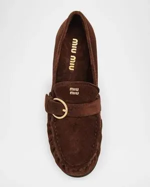 Miu Miu 45mm Suede Buckle Loafers