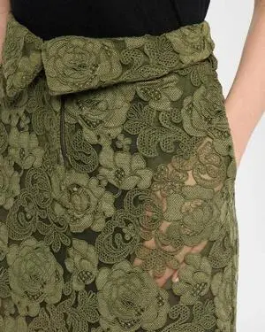 Simone Rocha Peeling Waist Lace Midi Skirt
