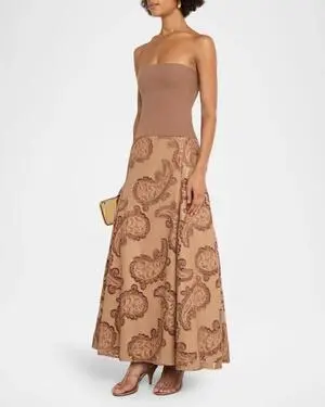 Johanna Ortiz The Quiet Bloom Strapless Embroidered Maxi Dress