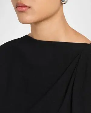 Vince Draped Shoulder Top - Black