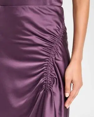 Veronica Beard Felecia Ruched Satin Skirt
