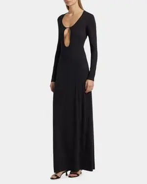 Kiki De Montparnasse Echauffe Cut-out Long-sleeve Gown - Black
