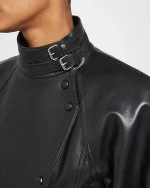 Balmain Leather Fitted Peplum Jacket
