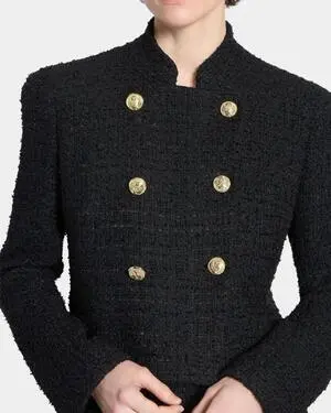 Balmain Double-breasted Tweed Crop Jacket