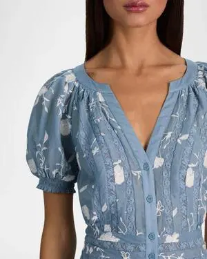 Alice + Olivia Kathryn Lace-trim Midi Shirtdress - Deep Blue
