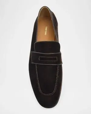TOM FORD Apos;s Velvet Apron-toe Penny Loafers - Chestnut