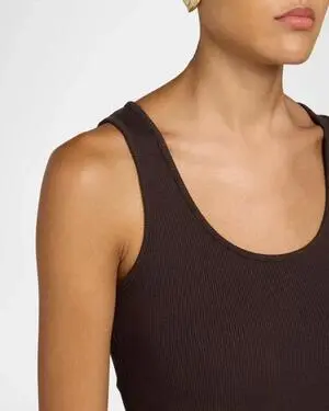 L & APOS;AGENCE Adira Scoop-neck Tank Top - Dark Java