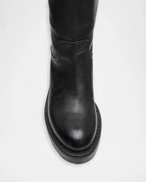 Miu Miu 55mm Leather Knee-high Lug-sole Boots