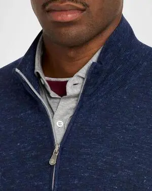 Brunello Cucinelli Apos;s Cashmere-blend Quarter-zip Sweater - Navy