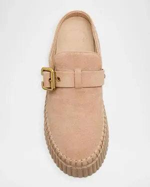 Chloé 75mm Nama Suede Platform Clogs - Sand