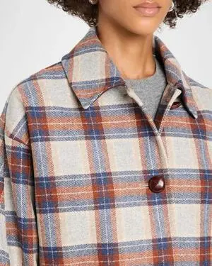 Veronica Beard Laurent Plaid Dickey Coat Heather Gray