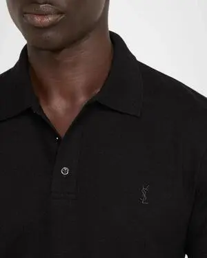 Saint Laurent Apos;s Cotton Pique Cassandre Polo Shirt - Black