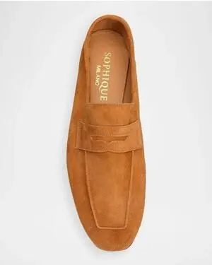 SOPHIQUE Essenziale Suede Penny Loafers - Cognac
