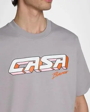 Casablanca Apos;s Casa Racing 3d Printed Cotton Crewneck T-shirt - Grey