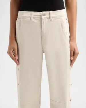 LE JEAN Frankie Studded Barrel-leg Jeans - Bone