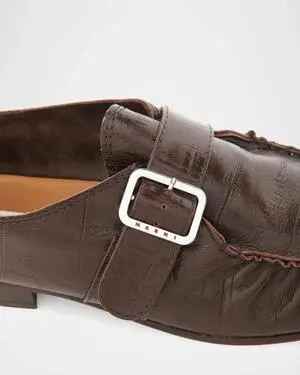 Marni Apos;s Moccasin Leather Apron Toe Shoes - Dark Choco