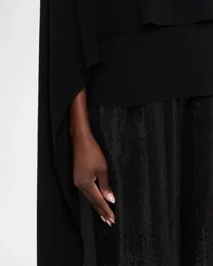 Michael Kors Silk Chiffon Streamer Capelet Blouse - Black