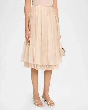 Vince Pleated Layered Skirt