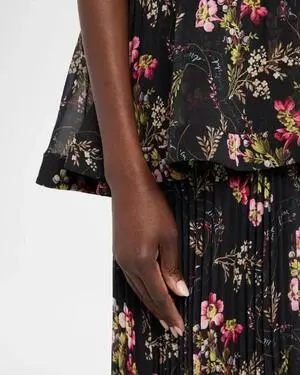 Cinq À Sept Love Letter Floral Strapless Maxi Dress - Black Multi