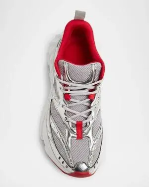 CHRISTIAN LOUBOUTIN Apos;s So Flo Mesh & Metallic Leather Runner Sneakers - Silver