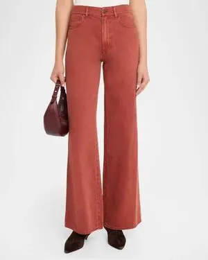 Veronica Beard Kasey Mid-rise Wide-leg Jeans