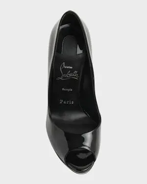 CHRISTIAN LOUBOUTIN 120mm Lady Z Patent Leather Peep-toe Pumps - Black